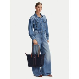 Tommy Hilfiger Handtasche Tommy Hilfiger Popette Tote Corp AW0AW17706 Dunkelblau