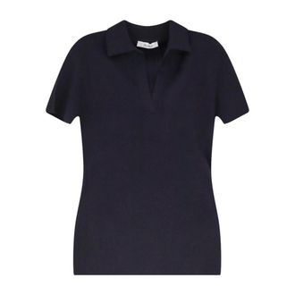 Max Mara Femme, Pulls, Bleu, Taille: 40 FR Maille C&ocirc;te Col Classique Manches Courtes et Col en V