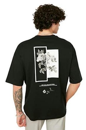 Trendyol T- Shirt Noir &agrave; Manches Courtes avec col Rond imprim&eacute; pour Homme
