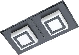 Eglo LED Deckenleuchte Masiano 1, 2 flammige Wandlampe, Deckenlampe aus Aluminium, Stahl und Kunststoff in Schwarz, Satiniert, Wohnzimmerlampe, warmweiß