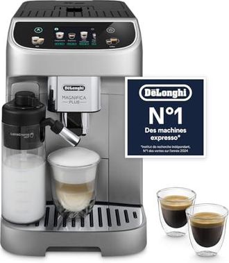 DeLonghi Magnifica Plus - Perfetto Machine &agrave; Caf&eacute; Automatique avec LatteCrema Mousseur &agrave; Lait Automatique, 18 Boissons en une Seule Touche, &Eacute;cran Touch Couleur