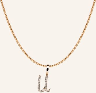 Cada Cada Kette Tiny Diamond Letter U rosegold