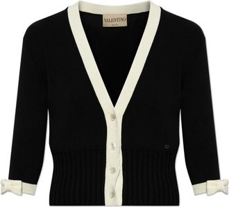 Valentino Garavani Femme, Pulls, Noir, Taille: 38 FR Cardigan &agrave; manches courtes