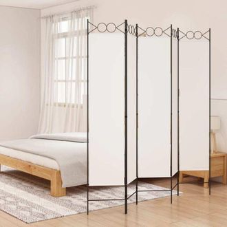 vidaXL 5-tlg. Paravent Wei&szlig; 200x200 cm Stoff Vidaxl