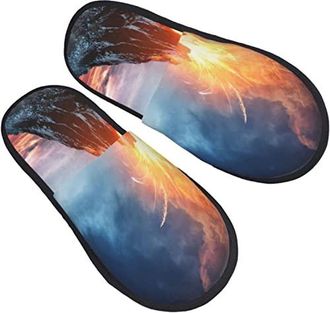 Generic Chaussons Femme Homme &Eacute;ruption Volcanique Active Chausson DHiver Confortable Chaussures DInt&eacute;rieur Peluche Pantoufles En Peluche Pour Int&eacute;rieur Ext&eacute;ri