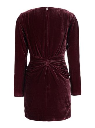 Rotate Silk Velvet Mini Dress - Burgundy