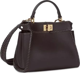 Fendi Kleiner Peekaboo geflochtener Tote Bag - Braun
