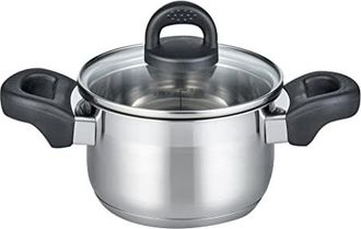 ELO 12215 Fleischtopf m.GD 14 cm Serie Turmalin, Induktion, Edelstahl satiniert, rutschfeste Kunststoffgriffe, mit Literskala und Öl-Dosier-System