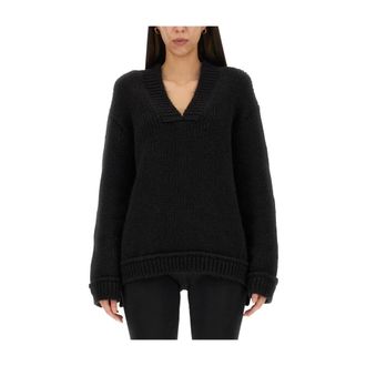 Tom Ford V-Ausschnitt Gerippte B&uuml;ndchen Und H - - Knitwear - Damen - Schwarzk - S
