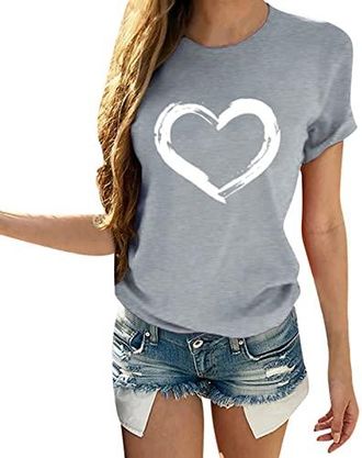Generic T-shirts imprim&eacute;s Saint Valentin T-shirt &agrave; manches courtes pour femme En couple Cadeau 2026 Chemises damour romantiques Blouse pour femmes T-shirts pe
