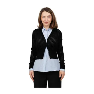 Max Mara Cardigan aus Wolle und Seide mit floraler Lochstickerei und Strassdetails - - Knitwear - Damen - Schwarzk - L