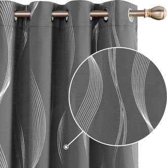 Deconovo Blickdichte Vorhänge für Schlafzimmer, Schlafzimmer Gardinen mit ösen, 229x168 cm(HöhexBreite), Dunkelgrau, 2er Set
