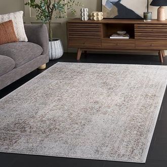 Safavieh Traditionell Teppich f&uuml;r Wohnzimmer, Esszimmer, Schlafzimmer - Evoke Collection, Kurzer Flor, Elfenbein und Taupe, 183 x 244 cm