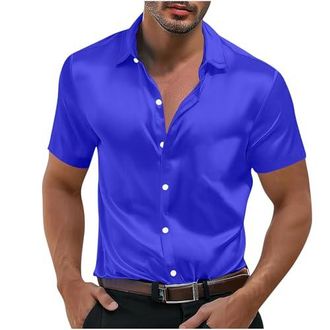 Generic Chemise &agrave; manches courtes pour homme - Chemise d&eacute;t&eacute; unie classique confortable et l&eacute;g&egrave;re - Col rabattu - Anti-plis - Respirante - D&eacute;contract&eacute;e - Bouto