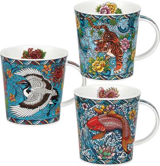 Dunoon Lomond Tasse aus feinem Knochenporzellan, Kaiga, 22 Karat Goldverzierungen, 3 St&uuml;ck