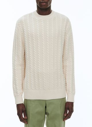 Fursac Pull &agrave; torsades &eacute;cru en laine et coton - Taille XXL - Homme