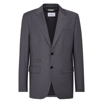 Philipp Plein Homme, Vestes, Gris, Taille: L Wool Blazer LS