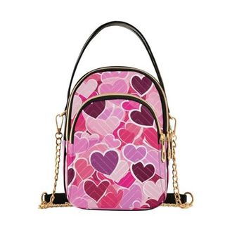 Mnsruu Petit sac &agrave; bandouli&egrave;re en cuir pour femme Motif coeur