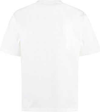 Palm Angels Mens Cotton Crew-Neck T-Shirt White T-Shirts And Polos