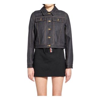 Thom Browne Femme, Vestes, Bleu, Taille: 36 FR Veste Courte en Denim Selvedge