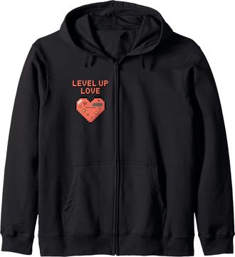 Mapanoli Design Level Up Love Pixel Heart Gaming Style - Valentinstag Kapuzenjacke