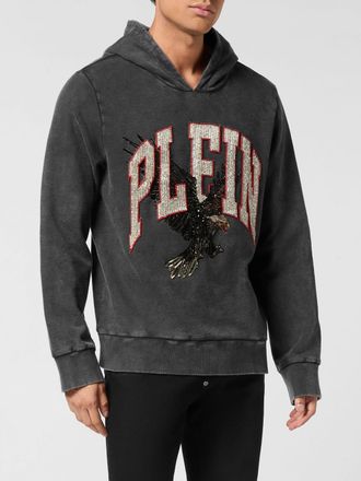 Philipp Plein Sweat &agrave; capuche en jersey coupe d&eacute;contract&eacute;e avec logo lettrage en strass