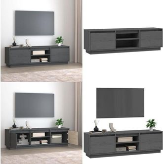 vidaXL Vidaxl - Meuble tv Gris 140x35x40 cm Bois de pin massif - Meubles Tv - Meuble Tv - Support Tv - Unité Tv - Mobilier Salon - Home & Living