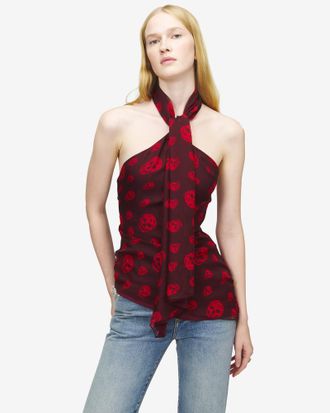 Alexander McQueen Neckholder-Top mit Skull Print - Item 861402QCAMR5148