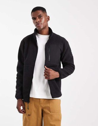 Timberland Jacke aus hochflorigem Fleece in Schwarz