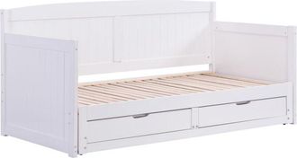 Vente-Unique Vente-unique - Lit gigogne banquette 90 x 190 ou 180 x 190 cm - Avec sommier peigne et tiroirs - Pin et mdf - Blanc - diniva