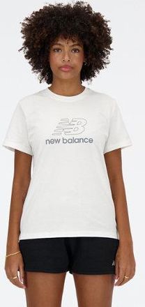 New Balance Damen Sport Jersey Graphic T-Shirt in Weiß, Baumwolljersey, Größe XL