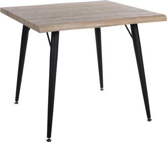 Duo Collection Esstisch Tailin | Mit Baumkante, Massives Metallgestell, Wildeiche-Nachbildung (90x90cm)