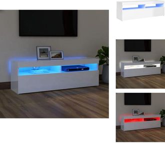 vidaXL TV-Schrank mit LED-Leuchten Hochglanz-Wei&szlig; 120x35x40 cm - TV Schrank - Holzwerkstoff M&ouml;bel - Wei&szlig;er TV Stand - LED Beleuchtung - Wohnzimmer Dekoration