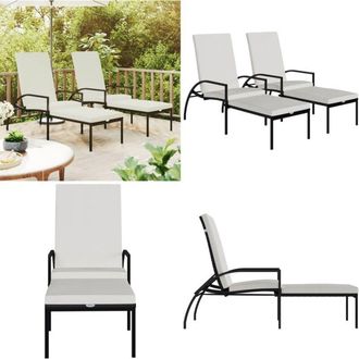 vidaXL Vidaxl - Sonnenliegen 2 Stk. mit Fußhocker PE-Rattan Schwarz - Sonnenliegen - Gartenmöbel - Outdoor Möbel - Lounge Set - Relaxsessel - Home & Living
