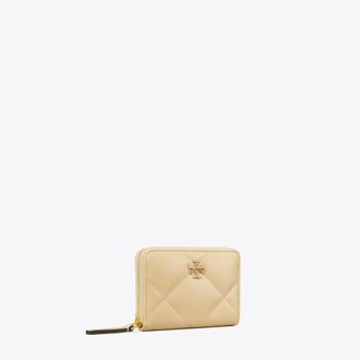 Tory Burch Damen Kleine Kira Geldbörse mit Pavé-Logo, Rautensteppung und Reißverschluss