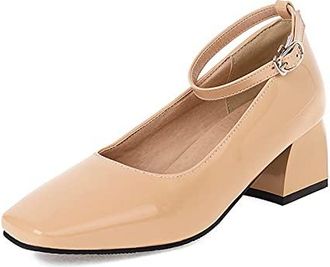 Smilice Escarpins pour femme - Style simple - Bout carré, Abricot, 34 EU