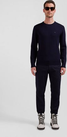 Eden Park Pull Col Rond En Laine Et Coton Bleu Marine Coupe Regular