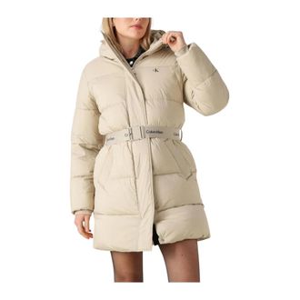 Calvin Klein Belted Midweight Long Puffer - - Coats - Damen - Beige - L