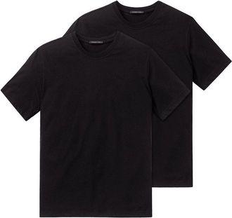 Schiesser T-Shirt Essentials (2-tlg) mit Rundhals-Ausschnitt, formstabil, verstärkte Halsnaht, im 2er Pack