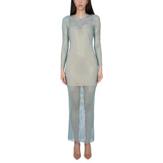 Self Portrait Femme, Robes, Vert, Taille: 36 FR Robe Maxi R&eacute;sille Strass