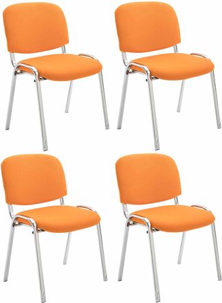 Clp 4er Set Stühle Ken Chrom Stoff I Gepolsterte Sitzfläche, Farbe:orange