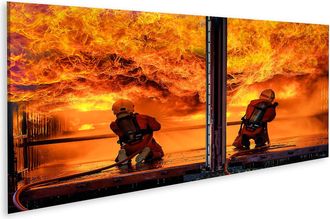 Islandburner Prime Bild auf Leinwand Team Zwei Feuerwehrleute Brand Löschen Feuerwehr Bilder Wandbilder Poster