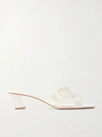 Roger Vivier Buckled Patent-leather Mules - Off-white