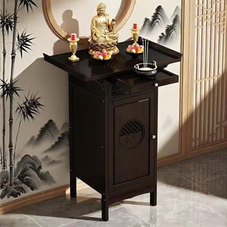 Generic Kleiner Altartisch, pers&ouml;nlicher Schreinaltar - Chinesischer Buddha-Nischenschrank aus Bambus mit Schublade und Stauraum, platzsparender Altarst&auml;nder 