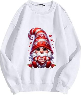 Generic Sweat-shirt d&eacute;contract&eacute; &agrave; col rond pour homme et femme pour la Saint-Valentin 2026 (3), blanc, 3XL