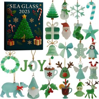 Generic Adventskalender f&uuml;r Weihnachten, blaue Anh&auml;nger in 2D, 24 Tage Weihnachtsbaum-Anh&auml;nger, f&uuml;r Frauen, Kinder, M&auml;dchen, Geburtstag, Zuhause und Ort