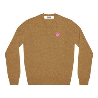 Comme Des Gar&ccedil;ons Pull Col en V Coeur - Homme - Pulls - Brun - Taille: M