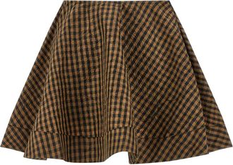 Ganni Femme, Jupes, Brun, Taille: 42 FR Crinkled Check Mini Bubble Skirt