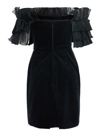 Elisabetta Franchi Ruffled Off-Shoulder Mini Dress - Black