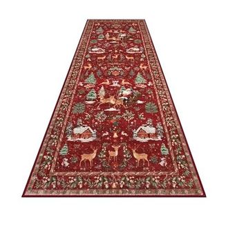 Generico Tapis de No&euml;l - Tapis de P&egrave;re No&euml;l arbre de neige antid&eacute;rapant festif, tapis lavable en polyester, antid&eacute;rapant d&eacute;coration de vacances | Int&eacute;rieur Cha